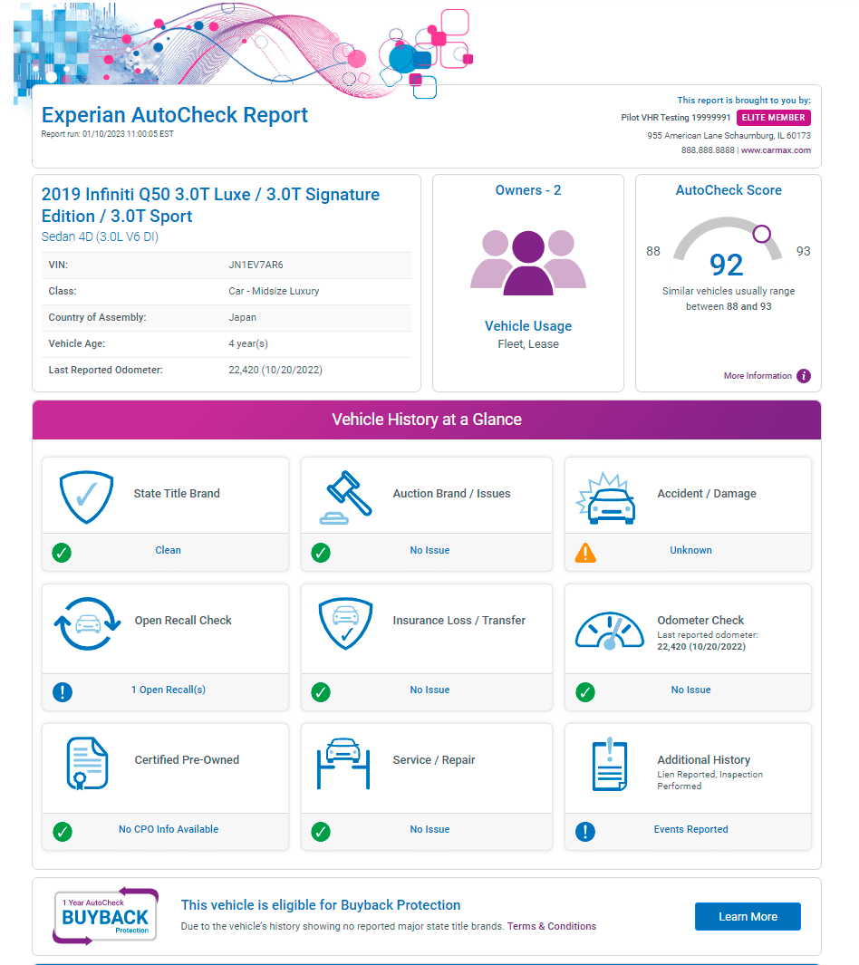 AutoCheck Vehicle History Reports | Experian Automotive