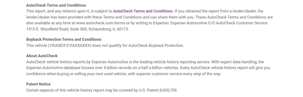 Experian Autocheck Report
