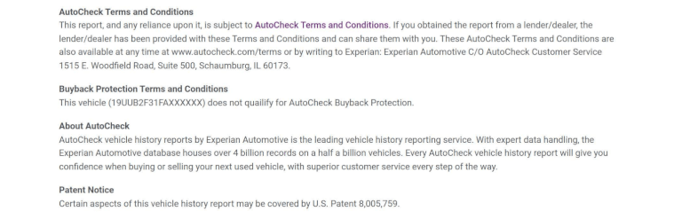Experian Autocheck Report